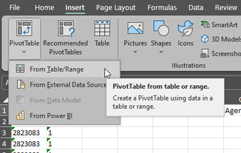 Setting up Excel Pivot Table and Pivot Chart from a Ponemah data Excel ...