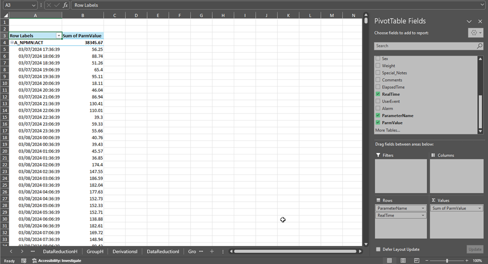 Setting up Excel Pivot Table and Pivot Chart from a Ponemah data Excel ...